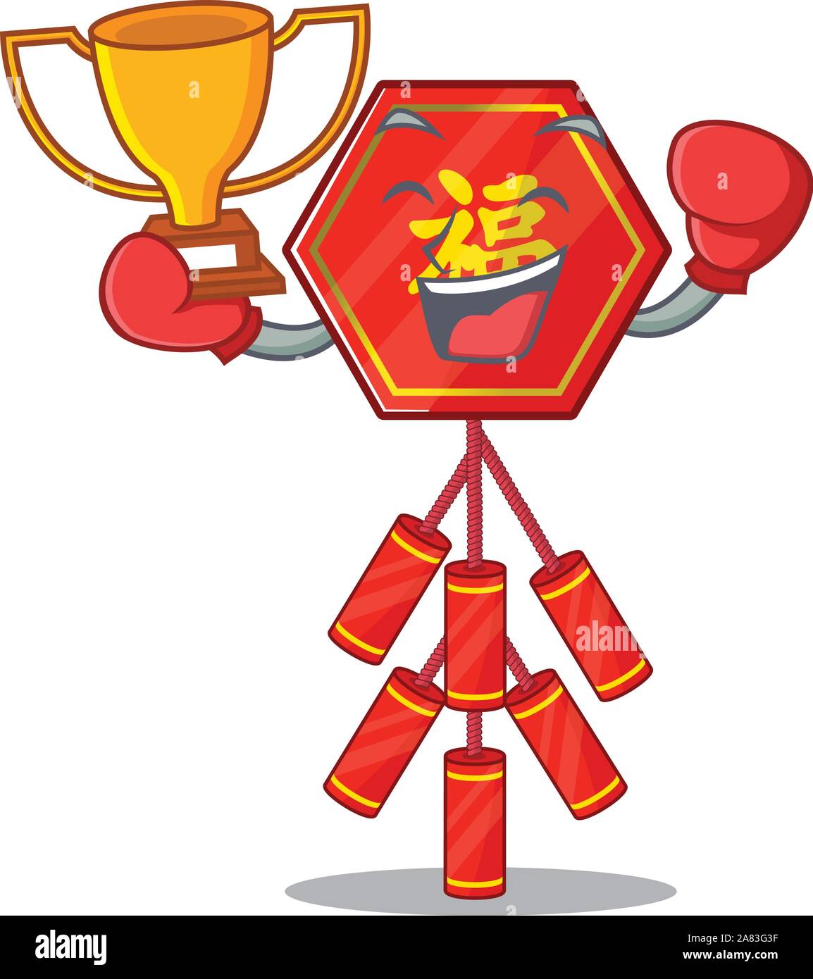 isolated boxing winner mascot chinese firecracker on cartoon Stock ...