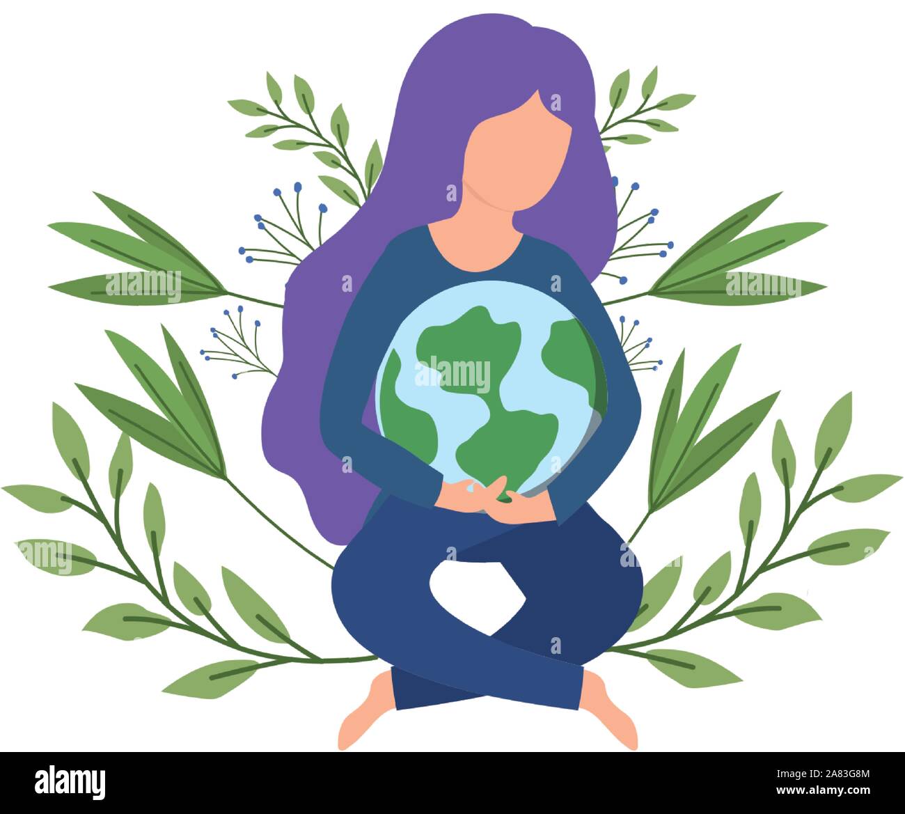 renewable energy, woman with planet earth vector illustration design ...