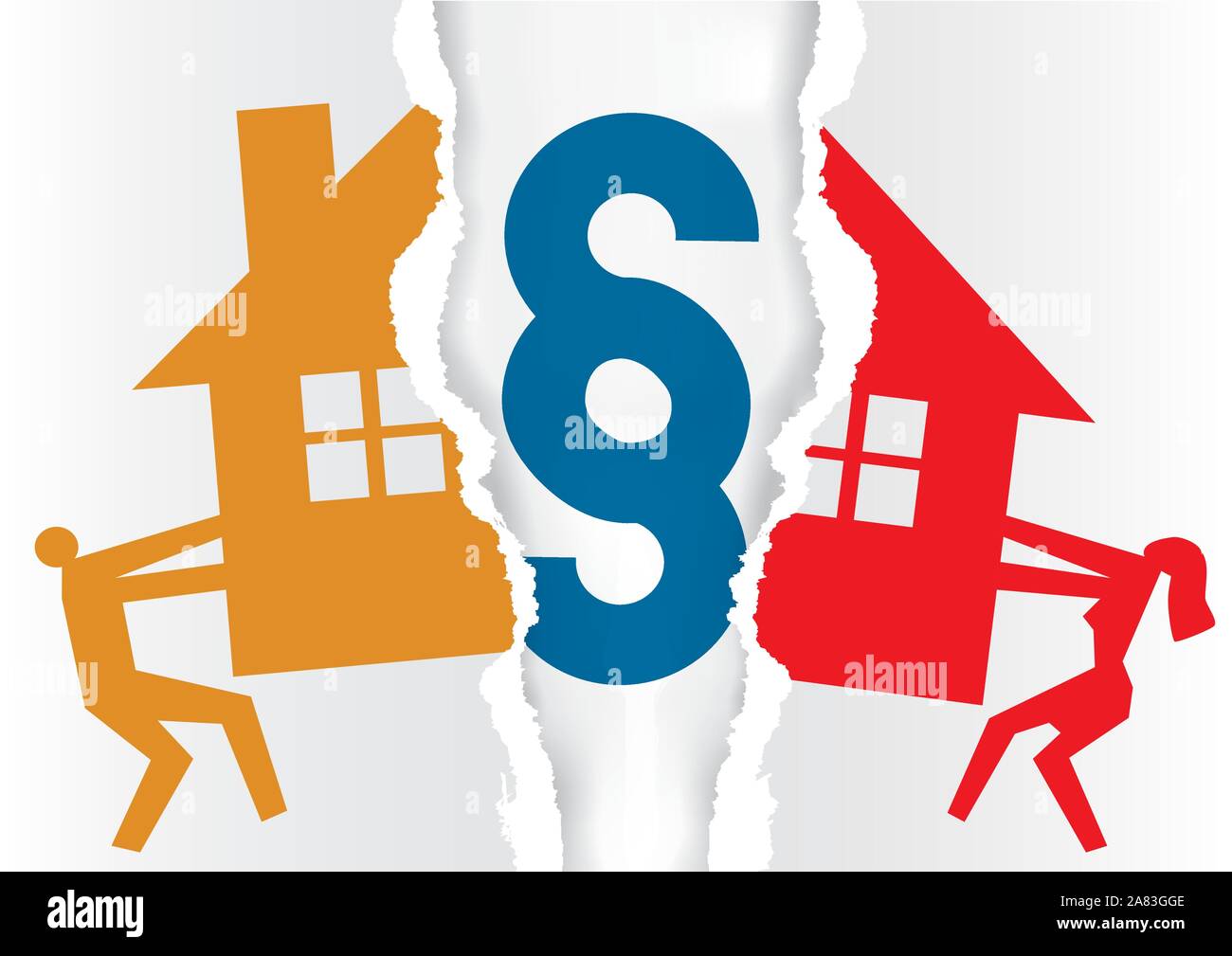 Division of property at divorce with paragraph sign. A divorced couple ...