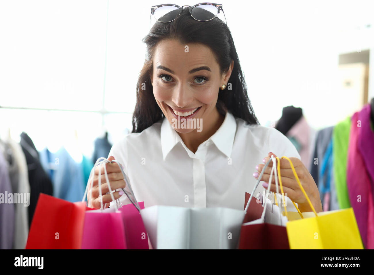 Joyful positive female Stock Photo - Alamy