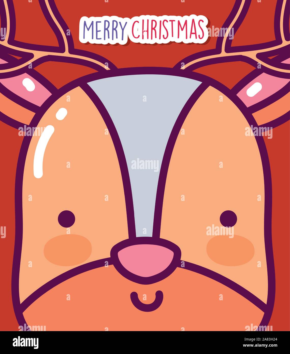 merry christmas celebration cute reindeer head animal vector ...