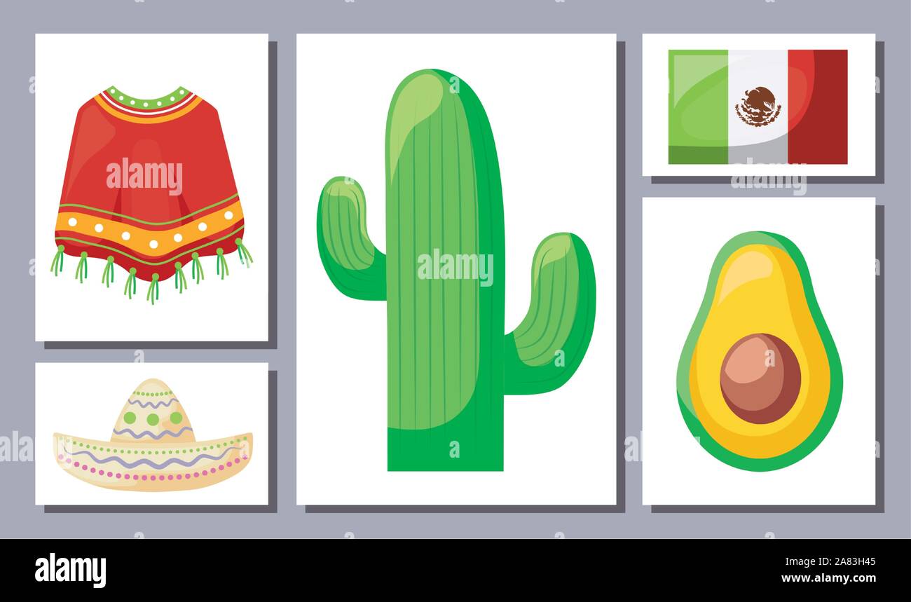 bundle mexican traditional set icons vector illustration design Stock ...