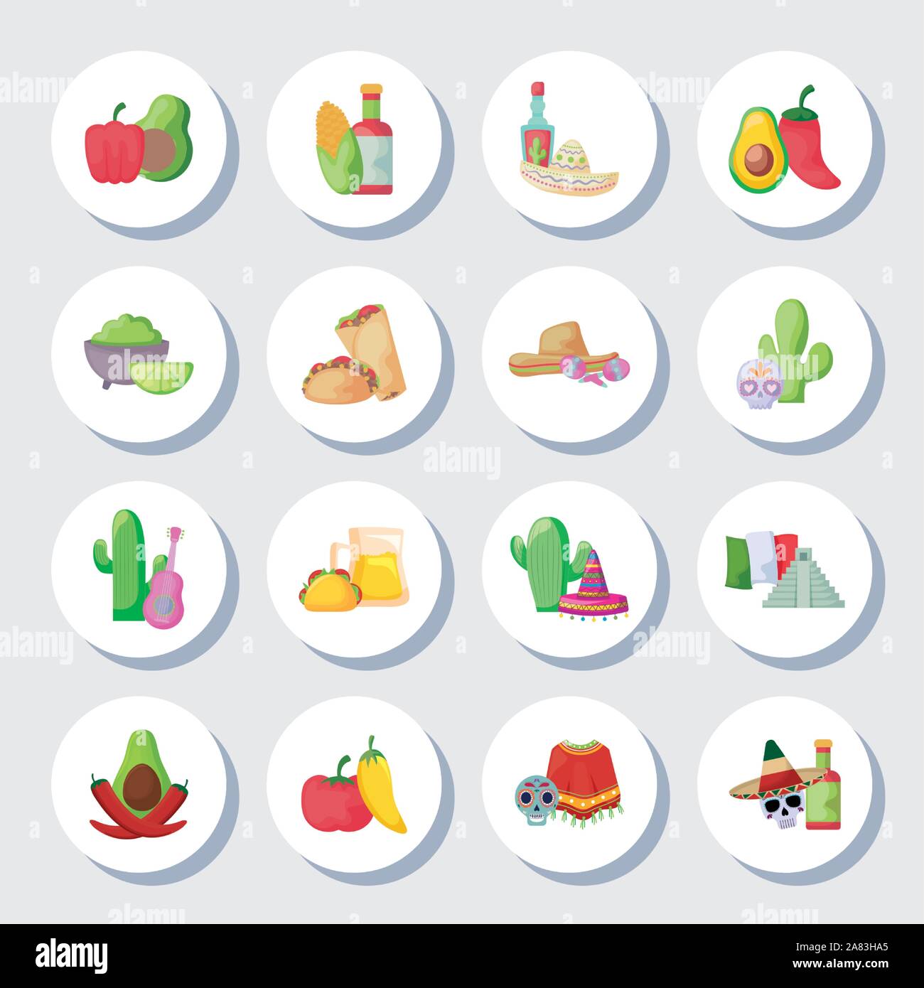 bundle mexican traditional set icons vector illustration design Stock ...