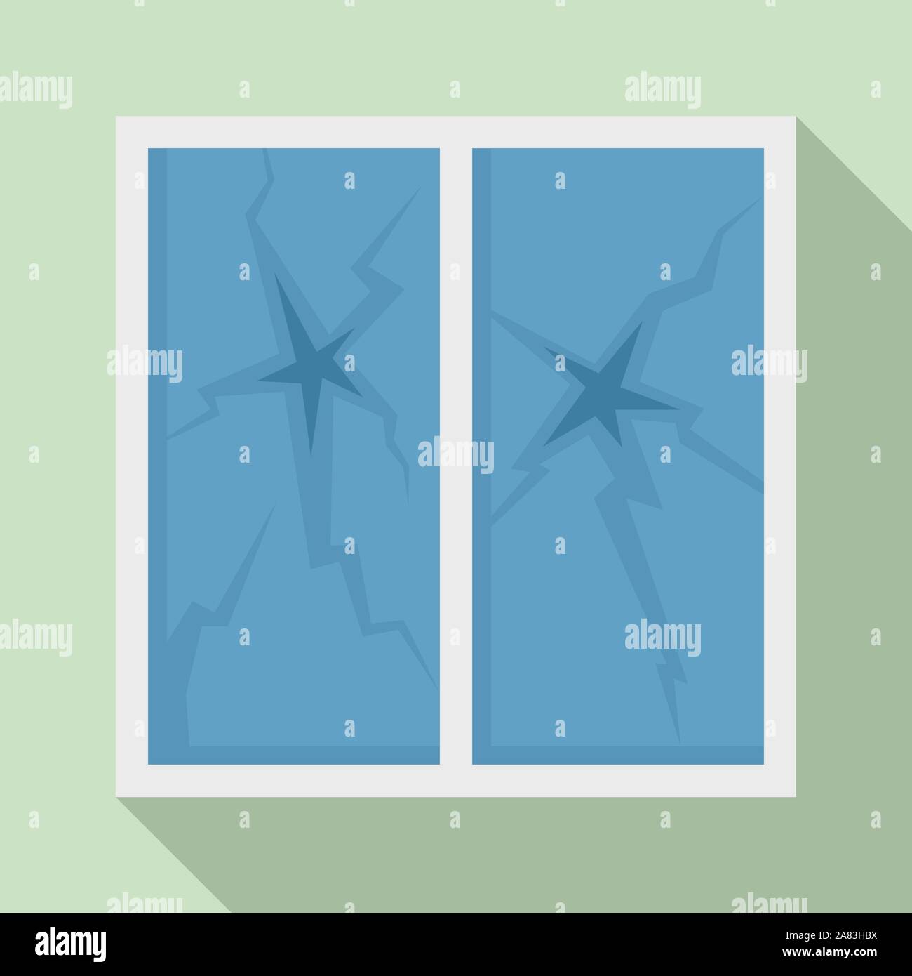 Broken house window icon. Flat illustration of broken house window ...