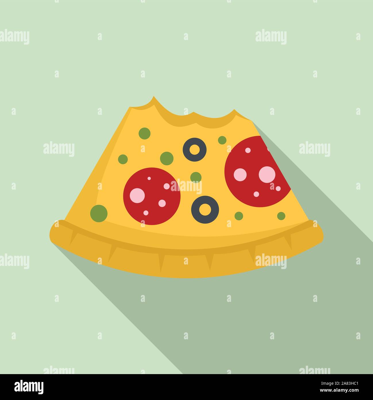 Bitten pizza slice icon. Flat illustration of bitten pizza slice vector ...