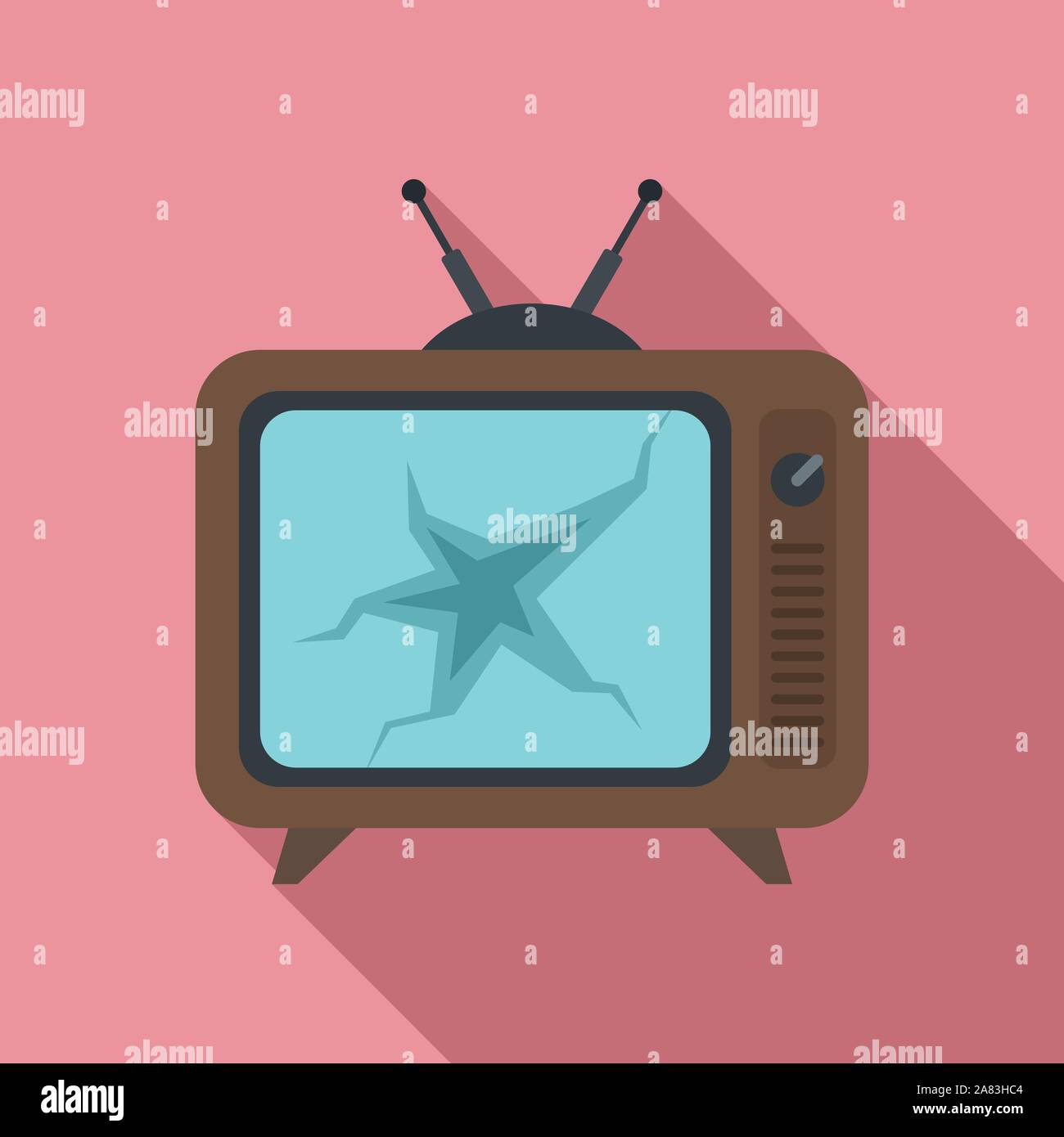 Broken tv set icon. Flat illustration of broken tv set vector icon for ...