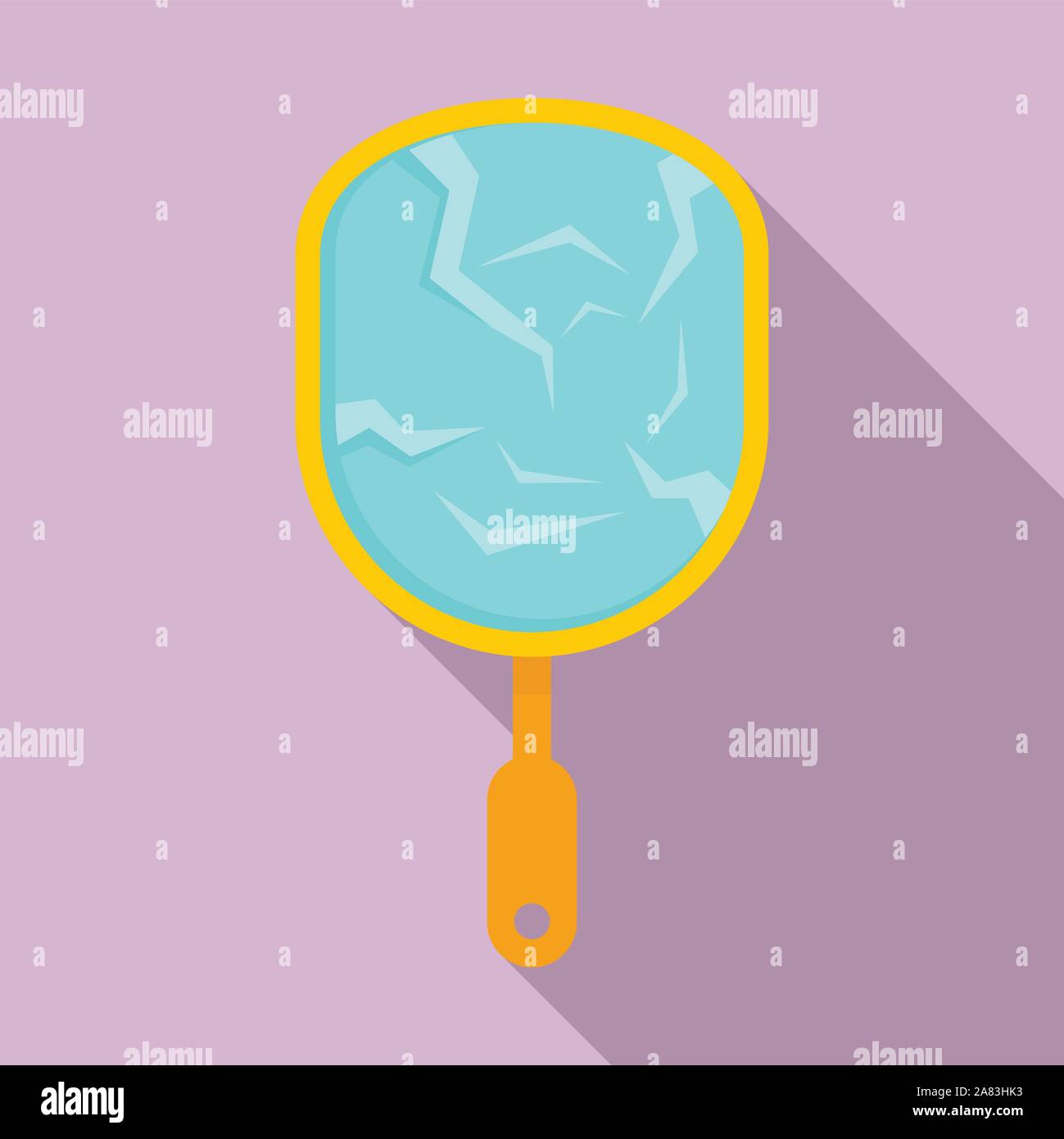 Cracked hand mirror icon. Flat illustration of cracked hand mirror ...