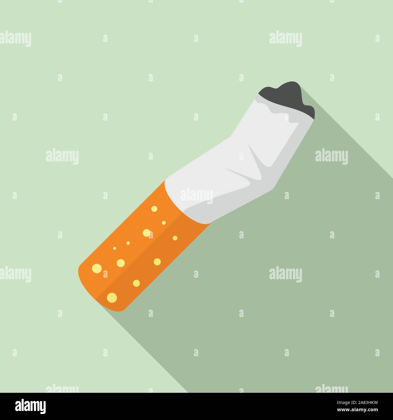 Burned cigarette icon. Flat illustration of burned cigarette vector ...