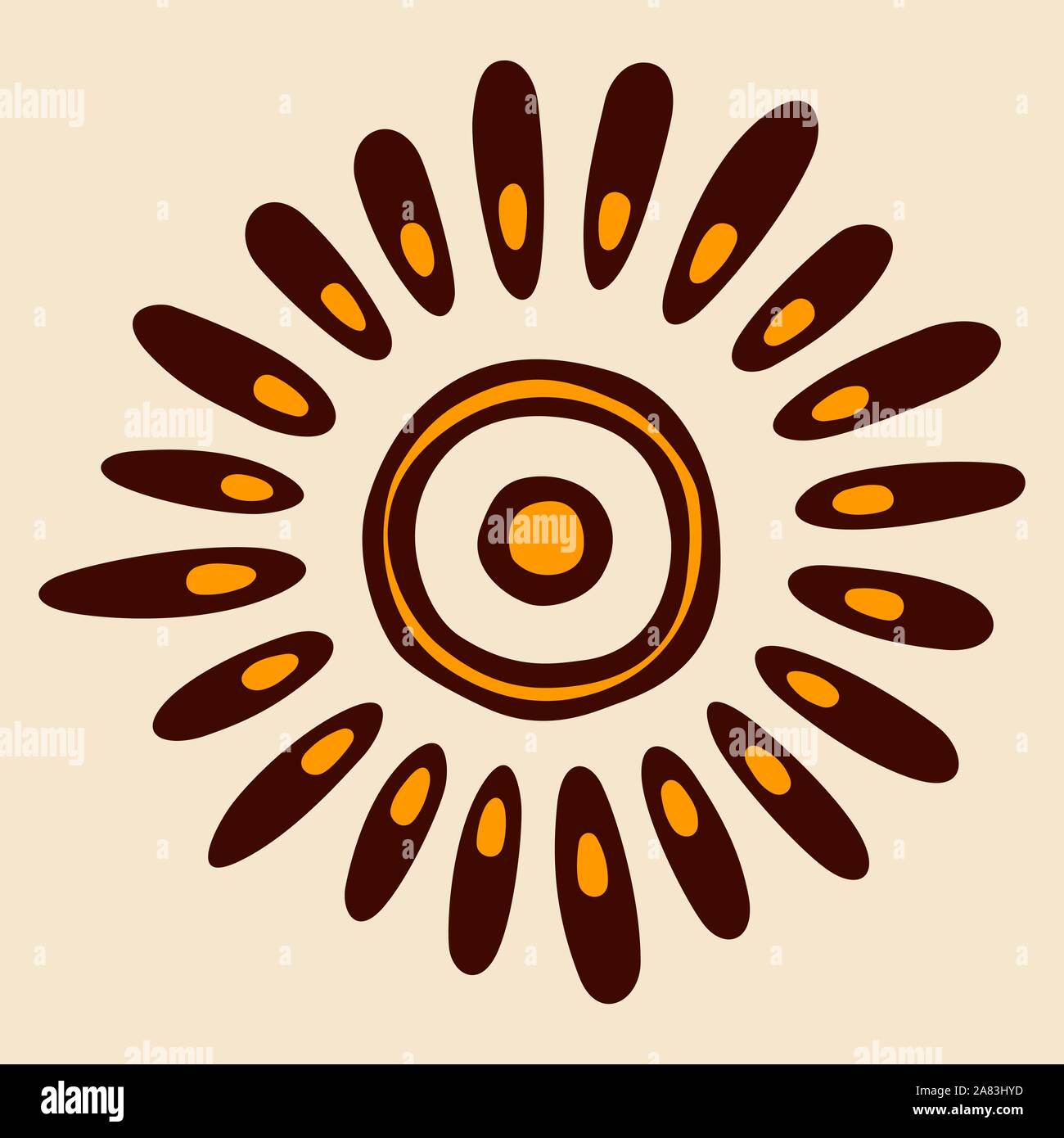 Stylized sun. Ethnic symbol. Tribal pattern. Splash silhouette. Ink ...
