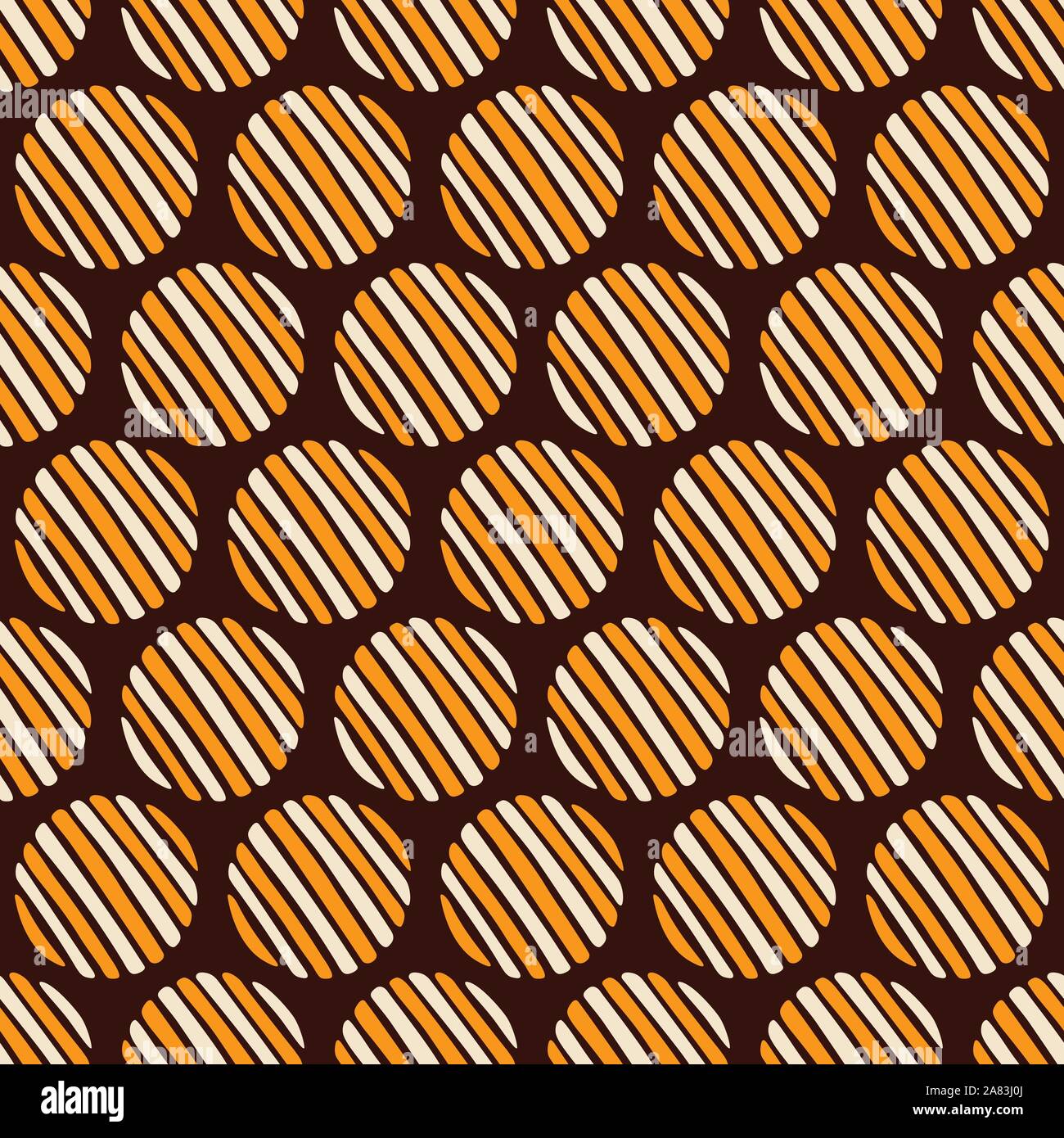 Abstract seamless pattern of hand drawn striped circles. Textured ...