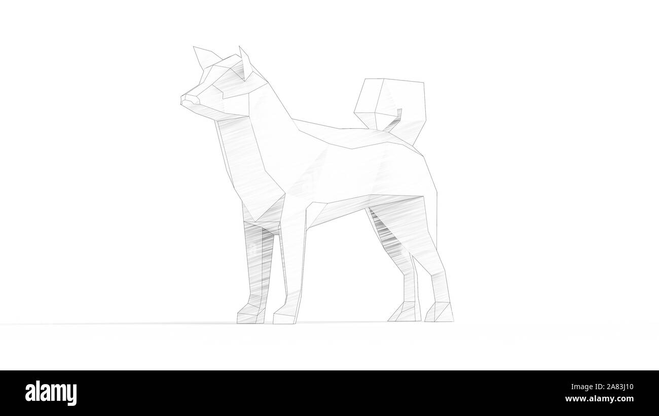 3d rendering of a dog low polygon isolated in white background Stock ...
