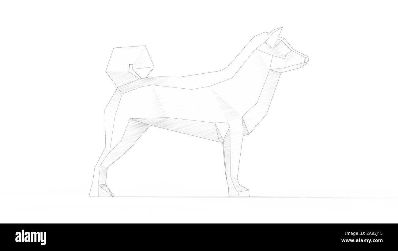 3d rendering of a dog low polygon isolated in white background Stock ...