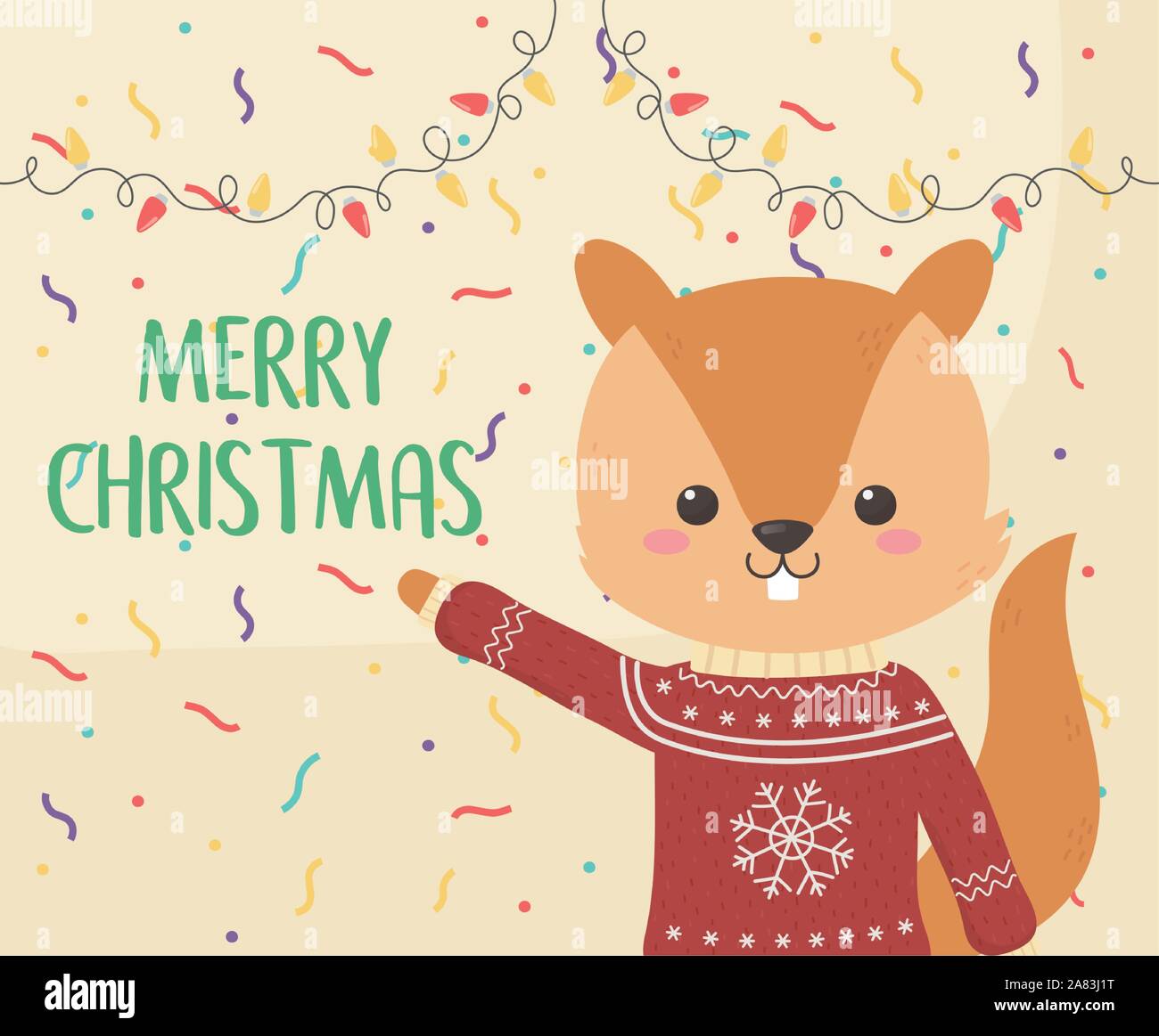 Squirrel and christmas lights Stock Vector Images - Alamy