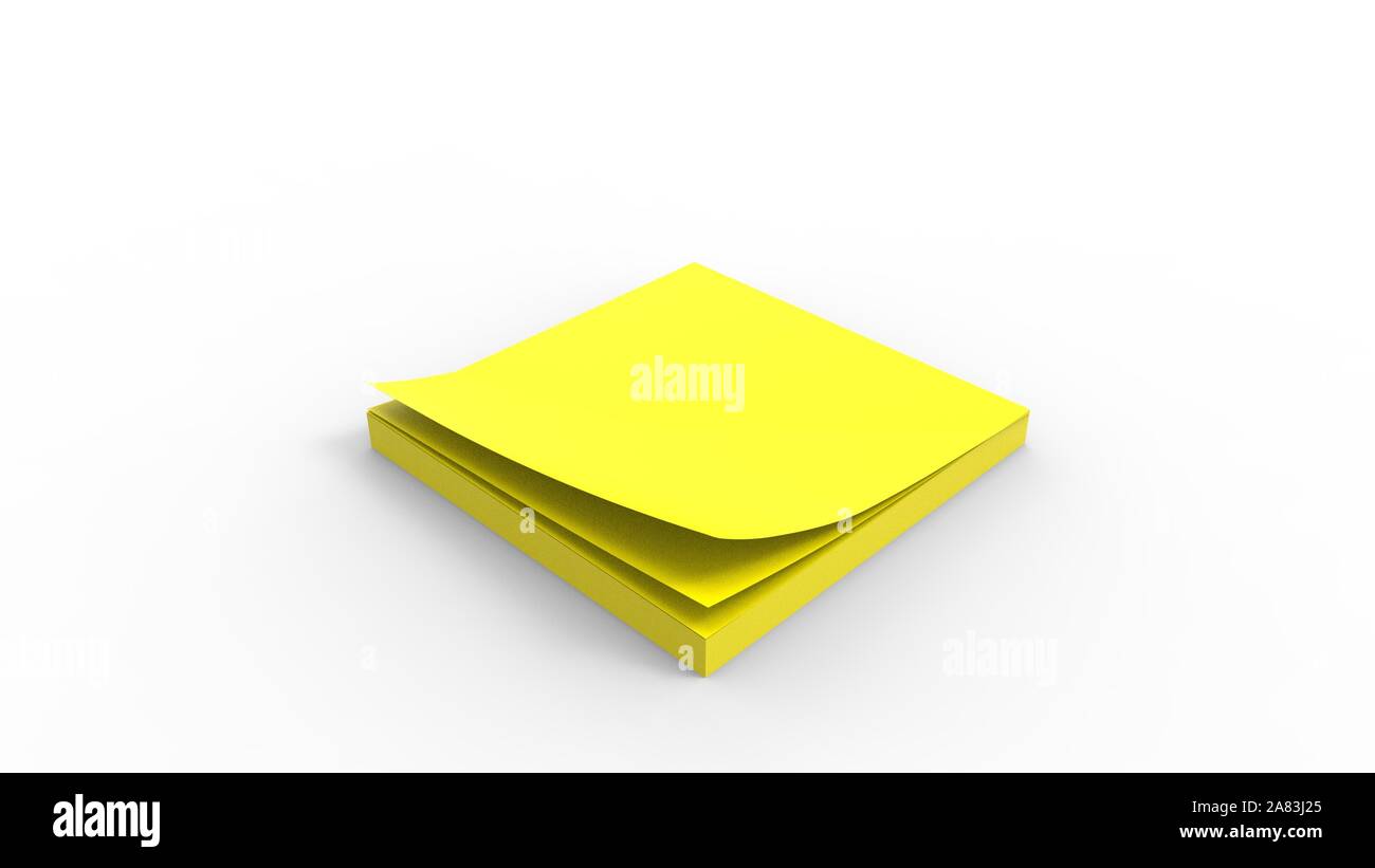 3d rendering of a stack of sticky notes isolated in white background ...