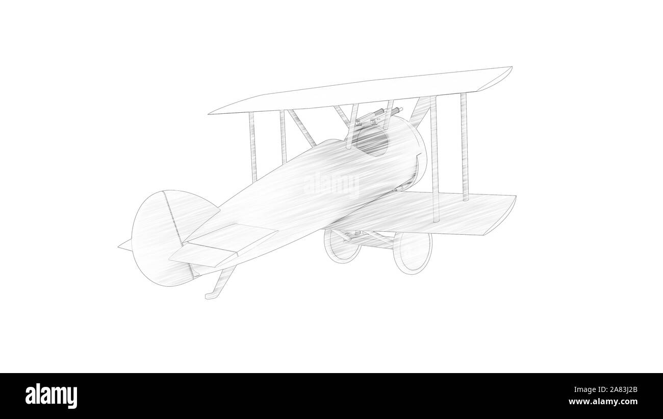 3d rendering of a world war 1 bi plane isolated in white background ...