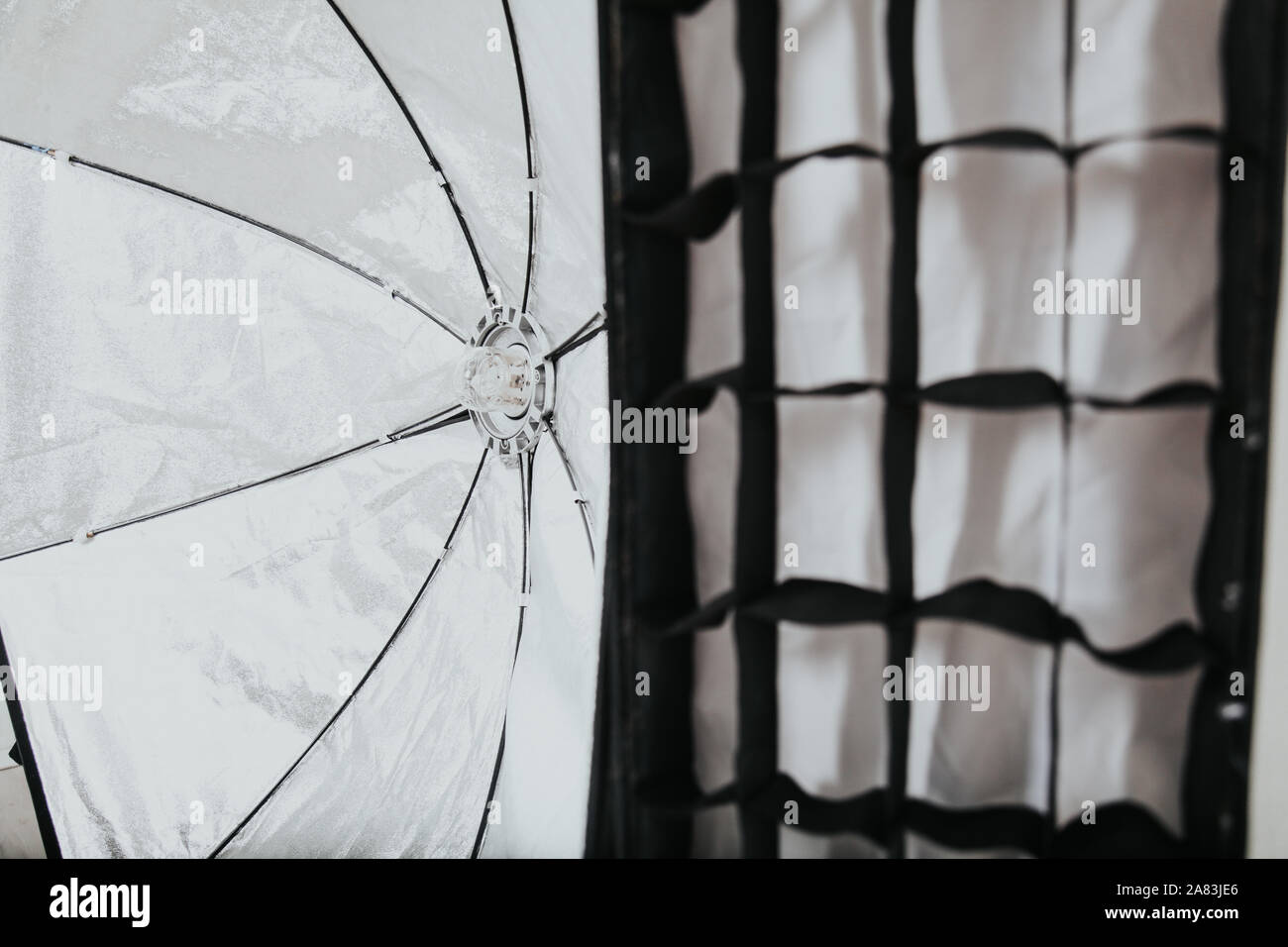 Flash on a white background in the Photo Studio equipment Stock Photo ...