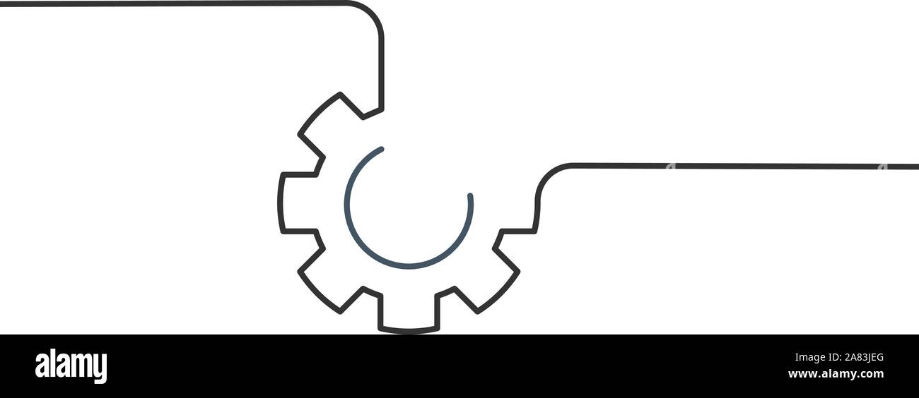 One Line Gear, linear cog wheel icon with editable stroke. Stock Vector ...