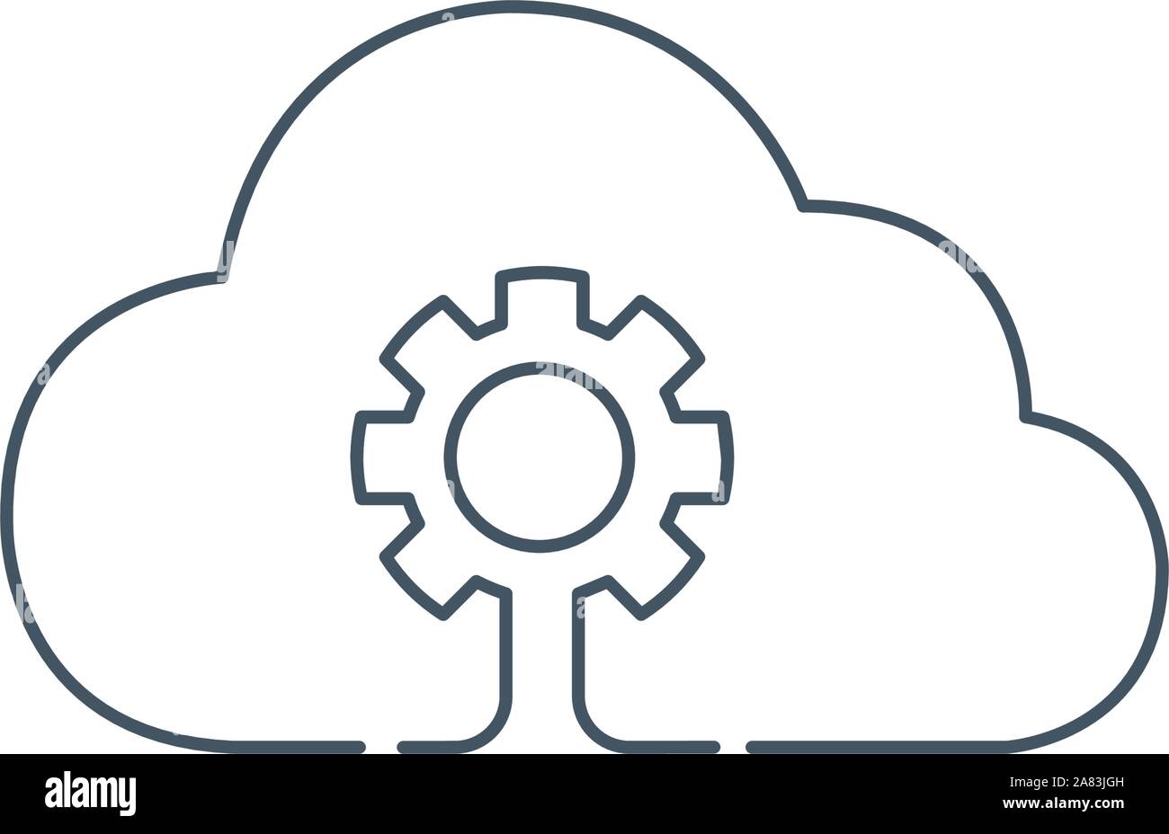 Cloud storage settings linear icon. Thin line illustration. Web hosting preferences. Cloud ...