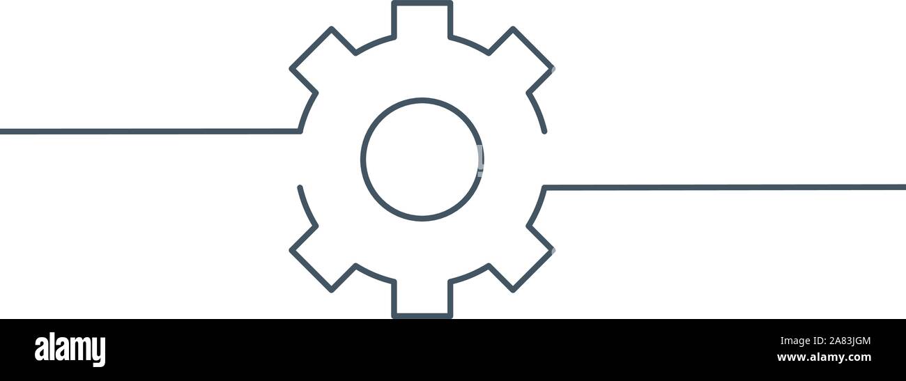One Line Gear, linear cog wheel icon with editable stroke. Stock Vector ...