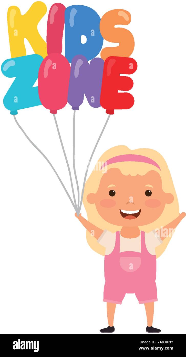 cute little girl with kids zone balloons helium character Stock Vector ...