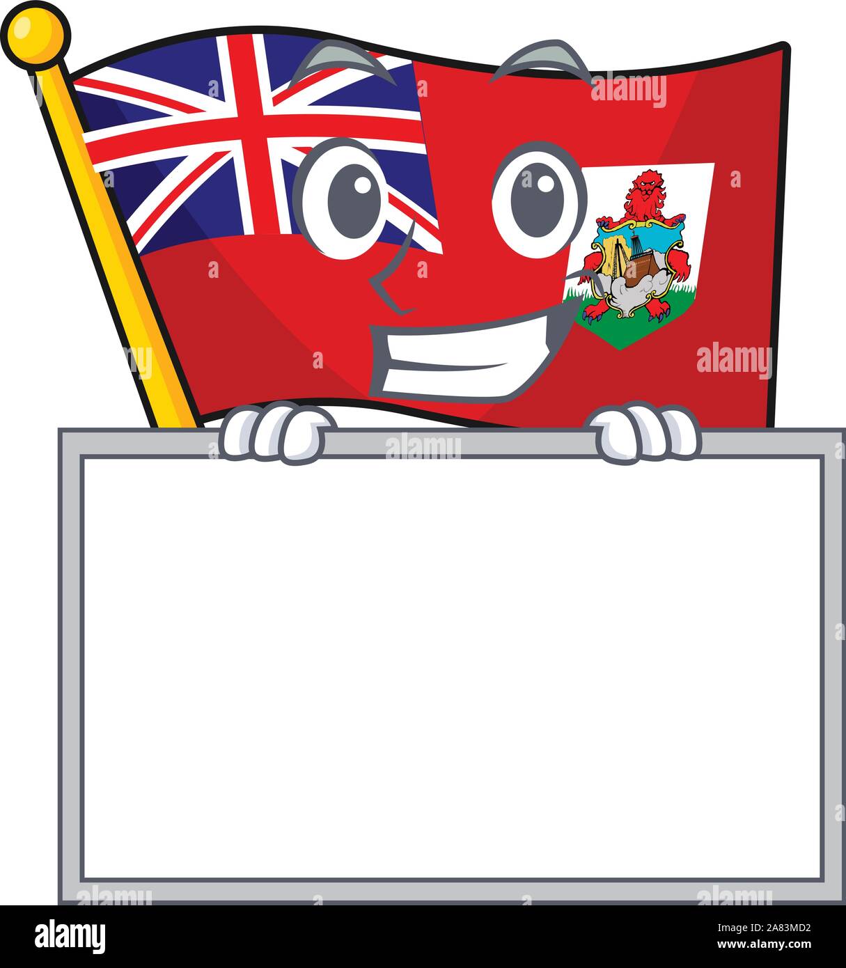flag bermuda cartoon in grinning with board character shape Stock ...