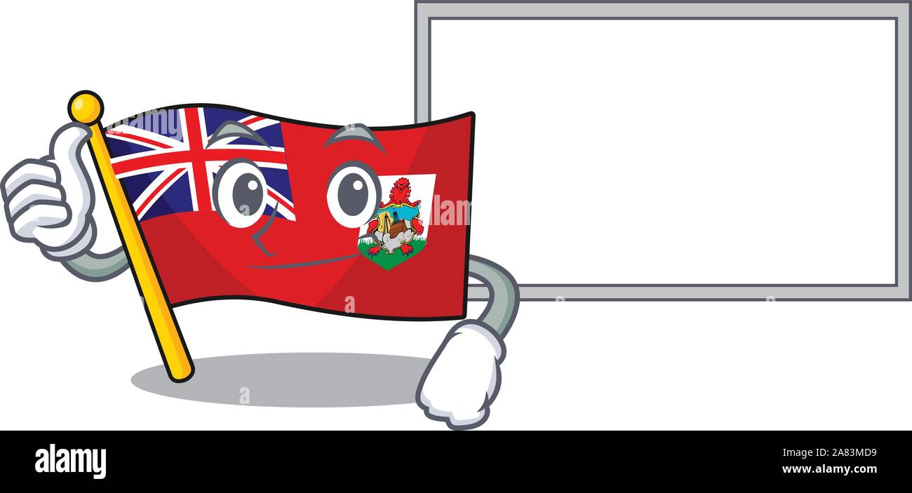flag bermuda cartoon thumbs up with board in character shape Stock ...