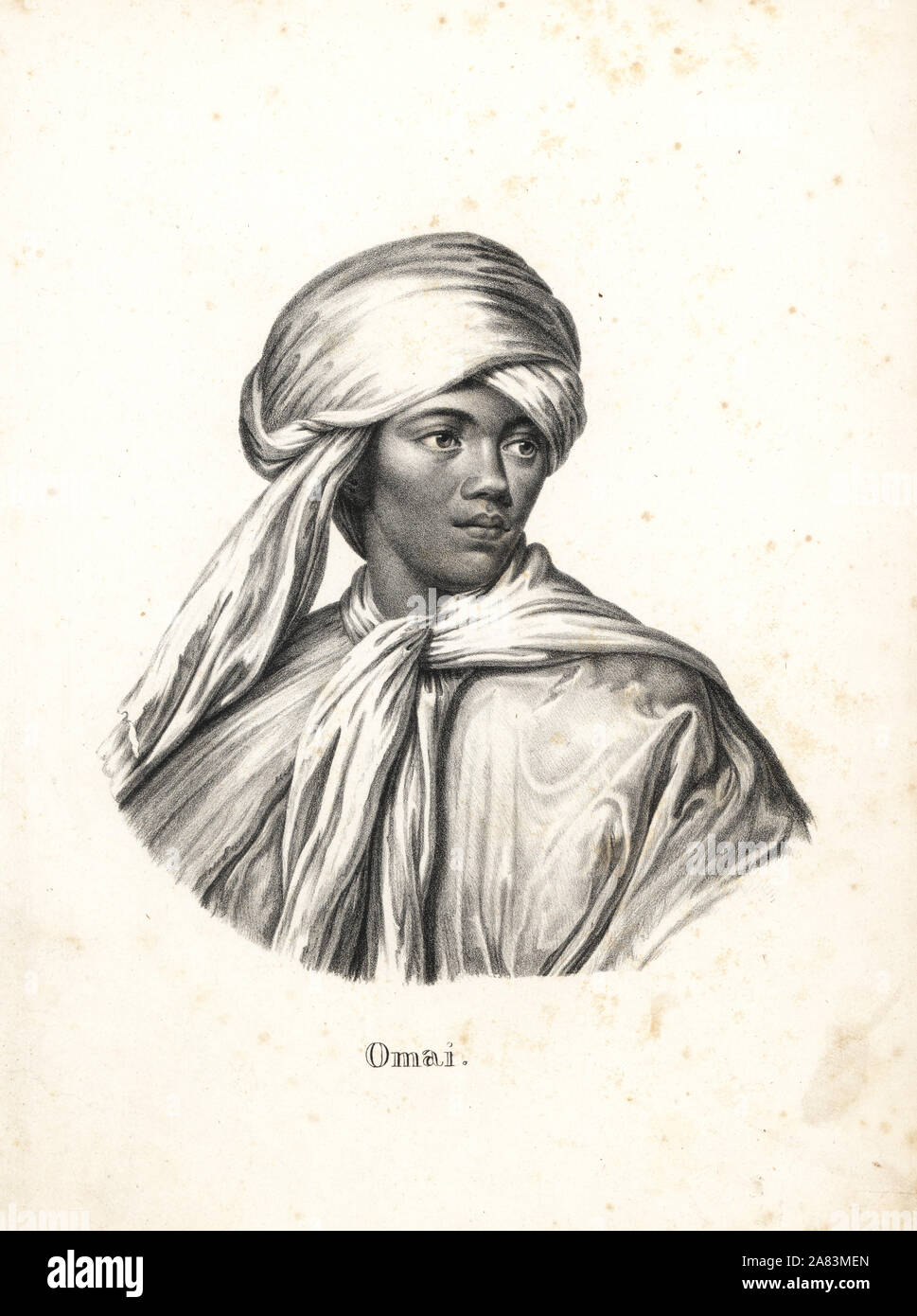 Mai or Omai, young Ra'iatean man, Society Islands, in turban and cape ...