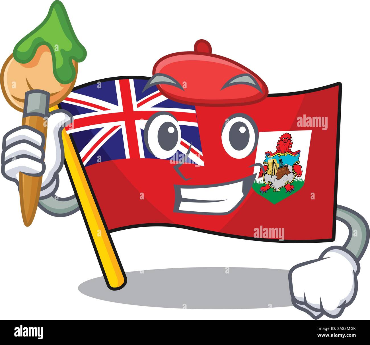 flag bermuda painter cartoon in character shape Stock Vector Image ...