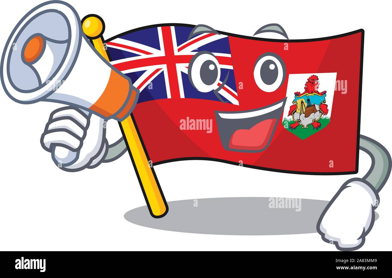 flag bermuda cartoon in character shape with holding megaphone Stock ...