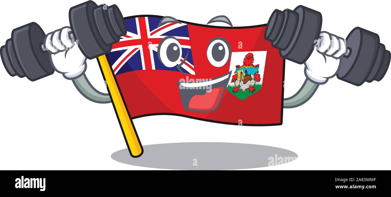flag bermuda cartoon in character with bring barbell shape Stock Vector ...