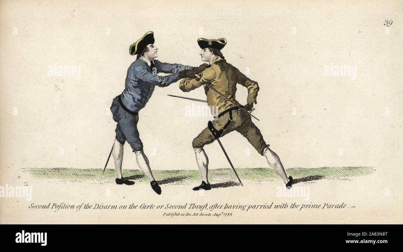 Gentleman fencer in the second position of the Disarm on the Carte or ...