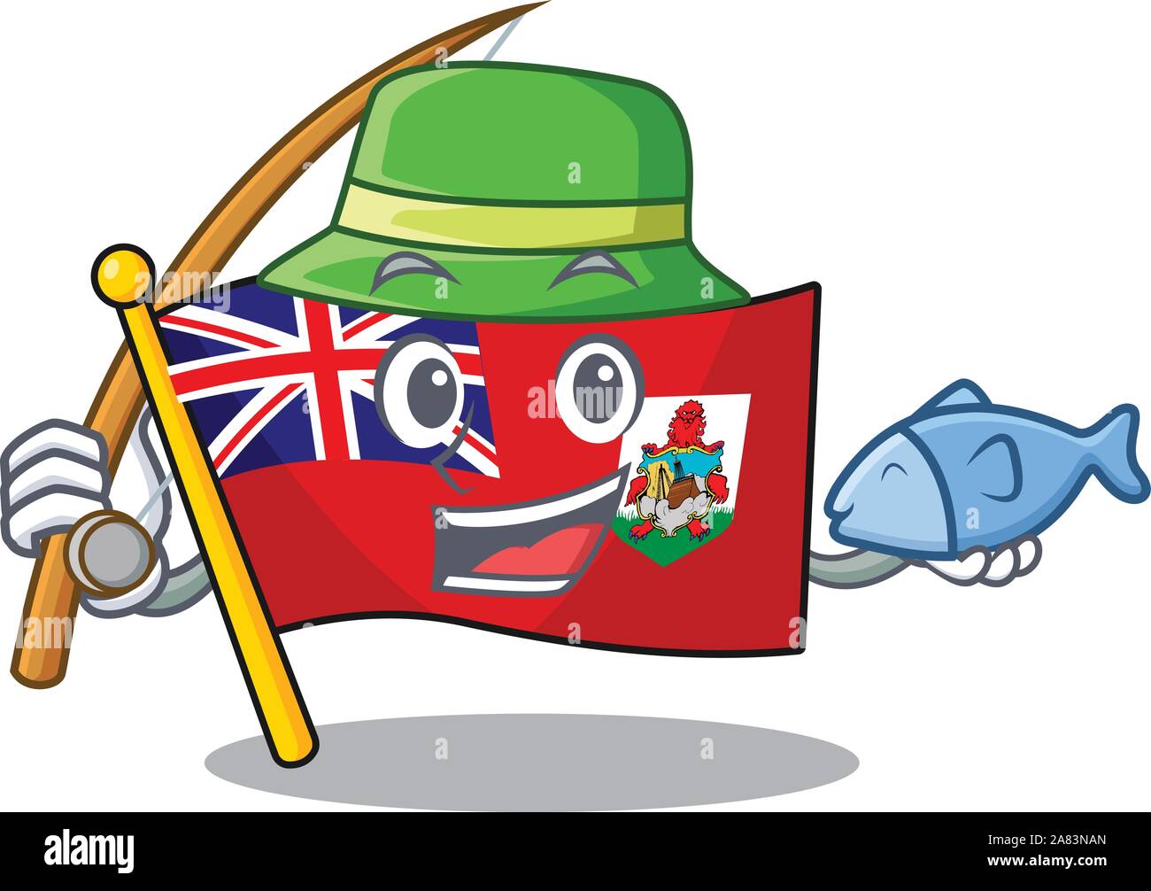 flag bermuda isolated cartoon fishing the mascot Stock Vector Image ...