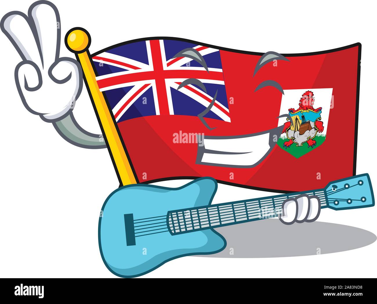 flag bermuda isolated cartoon with guitar the mascot Stock Vector Image ...