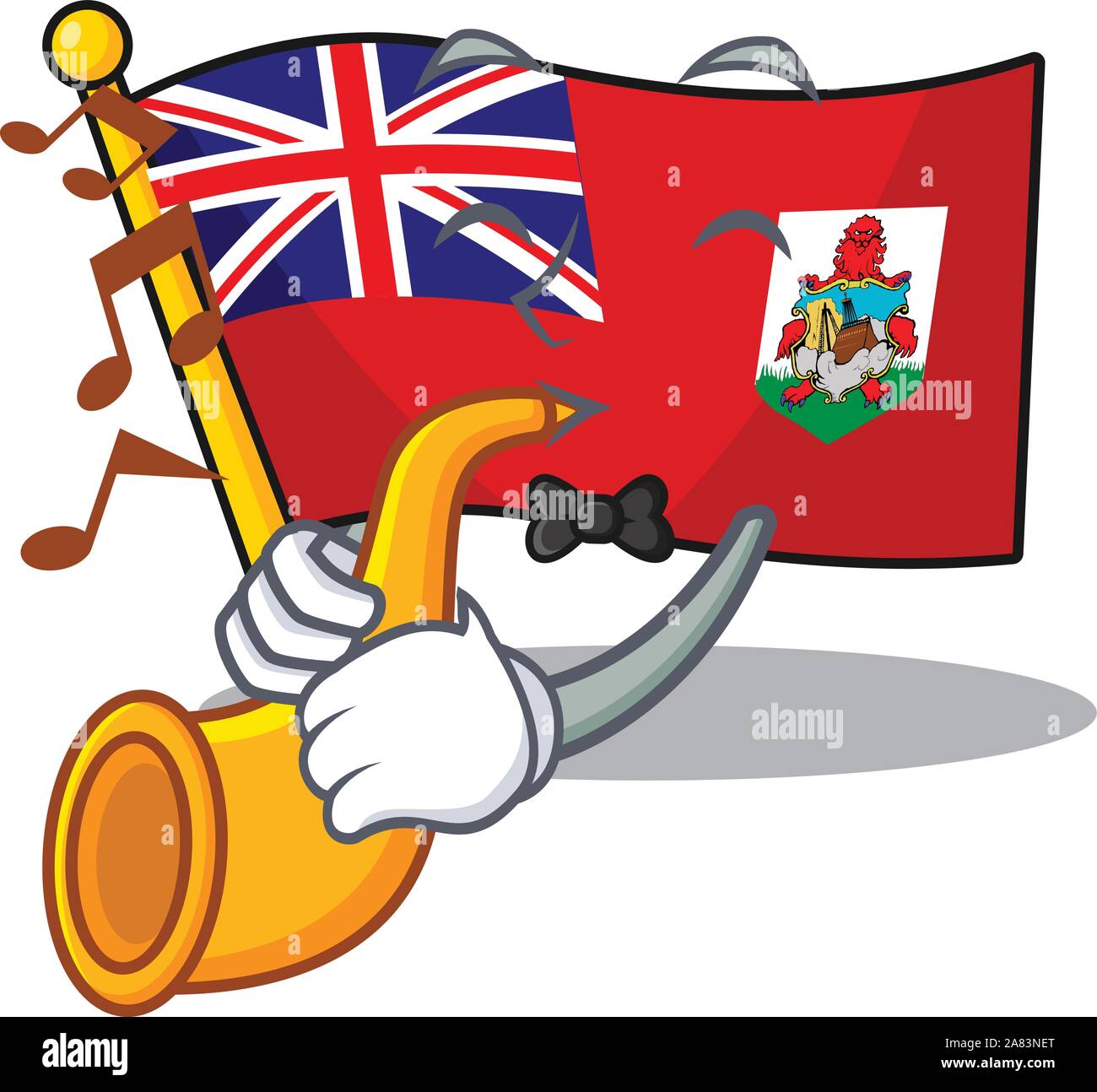 flag bermuda with trumpet isolated cartoon the mascot Stock Vector ...