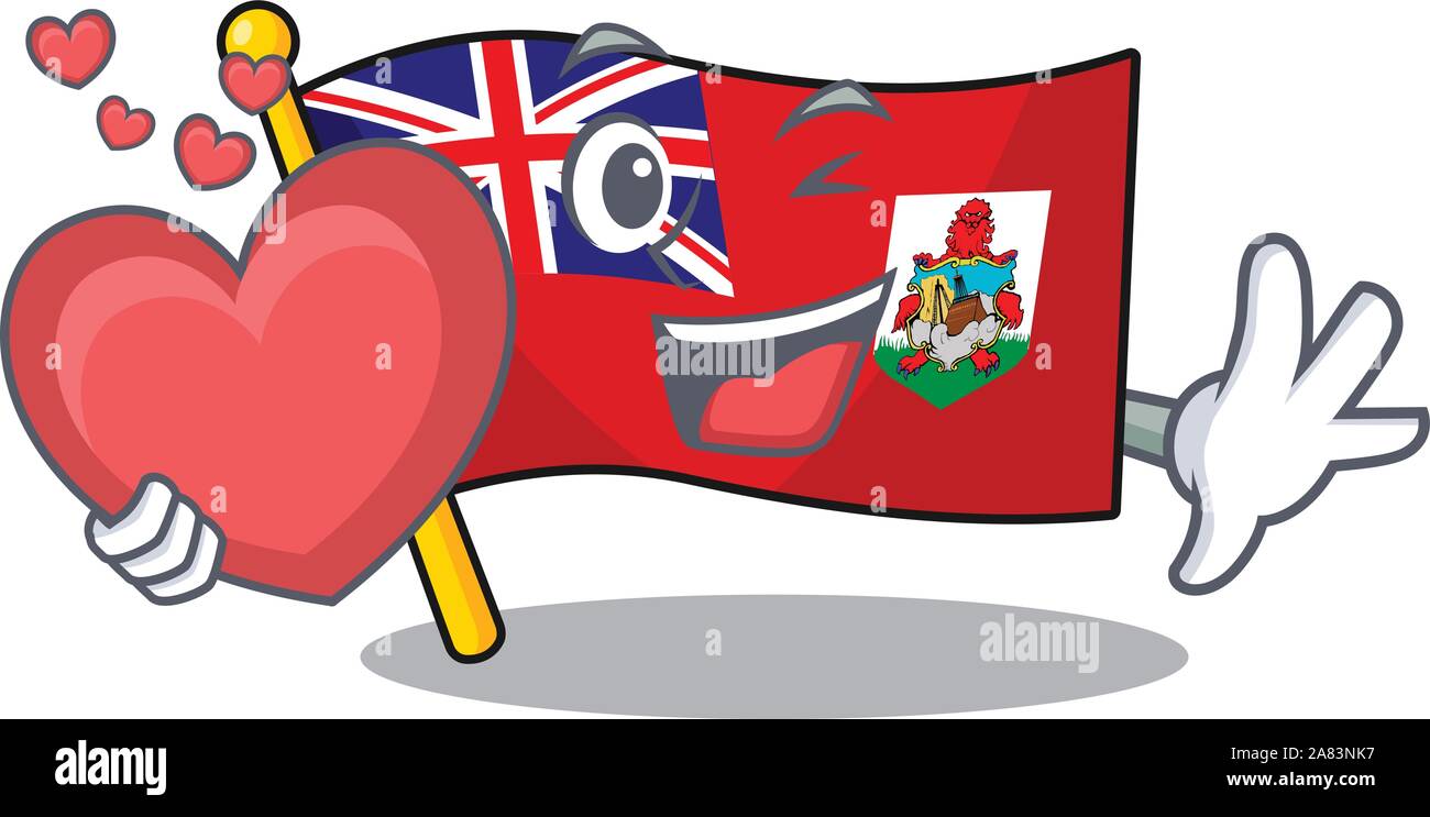 holding heart flag bermuda isolated cartoon the mascot Stock Vector ...