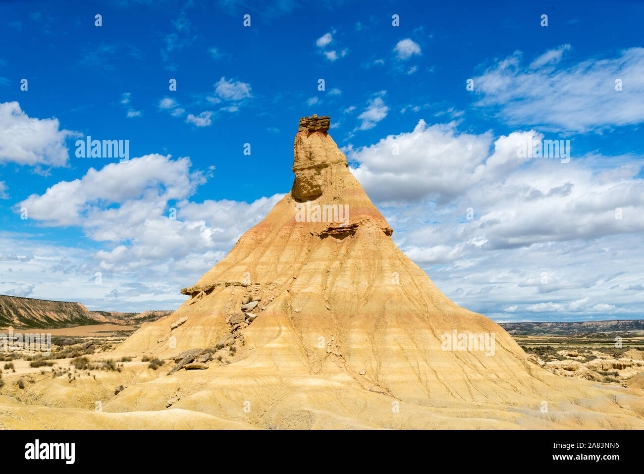 Castildetierra is a single rock eroded in the Spanish badlands Bardenas ...