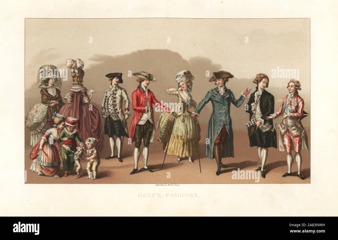 Fashionable French dandies in the gentlemen's frock coats and breeches ...