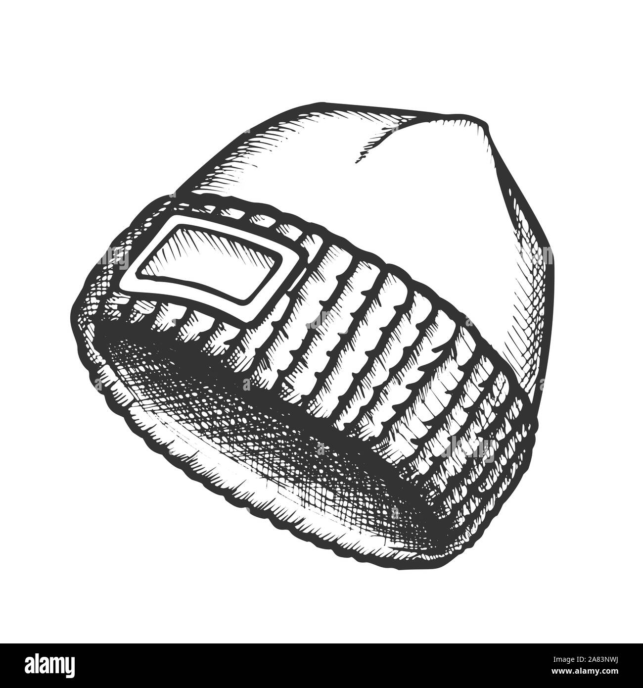 Winter Cap Seasonal Warmer Wear Monochrome Vector Stock Vector Image ...