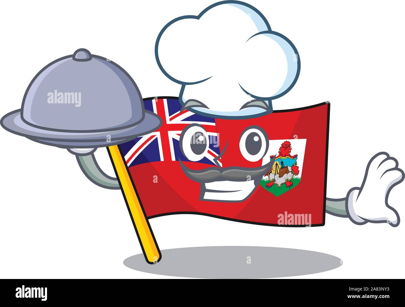 flag bermuda isolated cartoon chef holding food the mascot Stock Vector ...