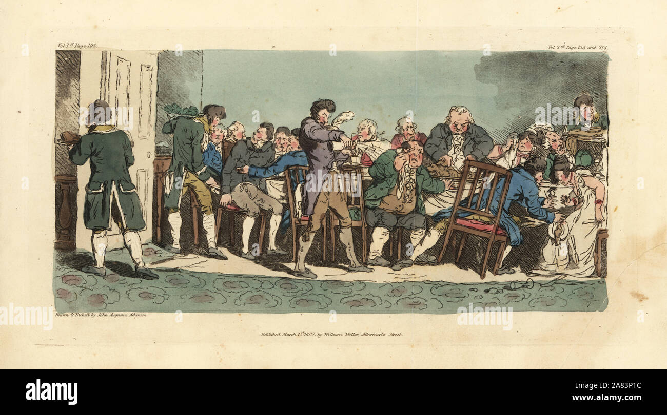 Dining-table accidents in a restaurant. Gentleman dropping a full plate ...