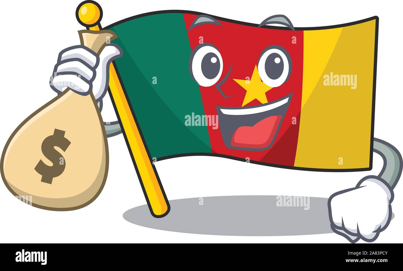 holding money bag flag cameroon cartoon in character shape Stock Vector ...