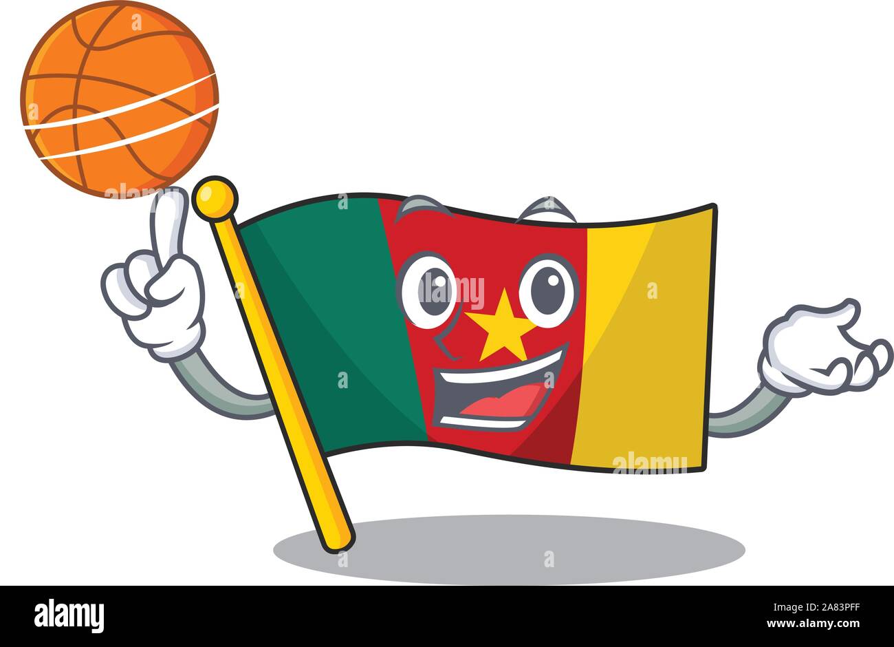 flag cameroon cartoon in character holding basketball shape Stock ...