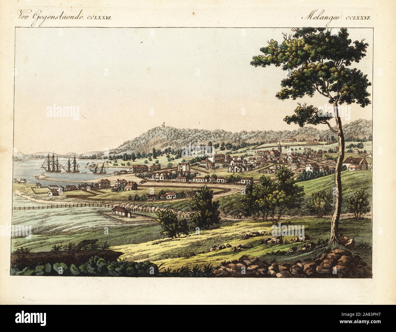 View of the town of Hobart, Tasmania, with 2,700 inhabitants in 400 ...
