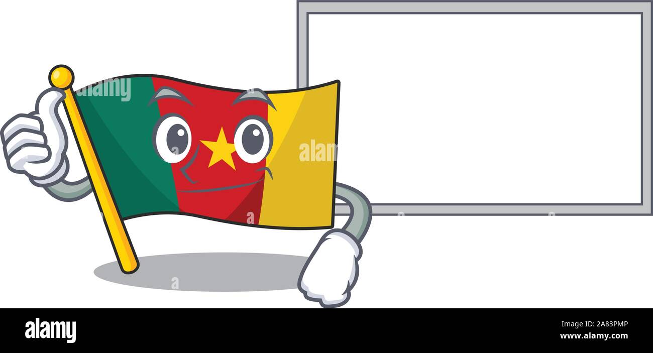 flag cameroon cartoon in character shape thumbs up with board Stock ...