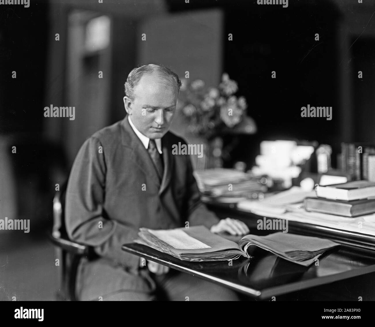 Woodrow Wilson's private secretary Joseph Tumulty working at a desk ca ...