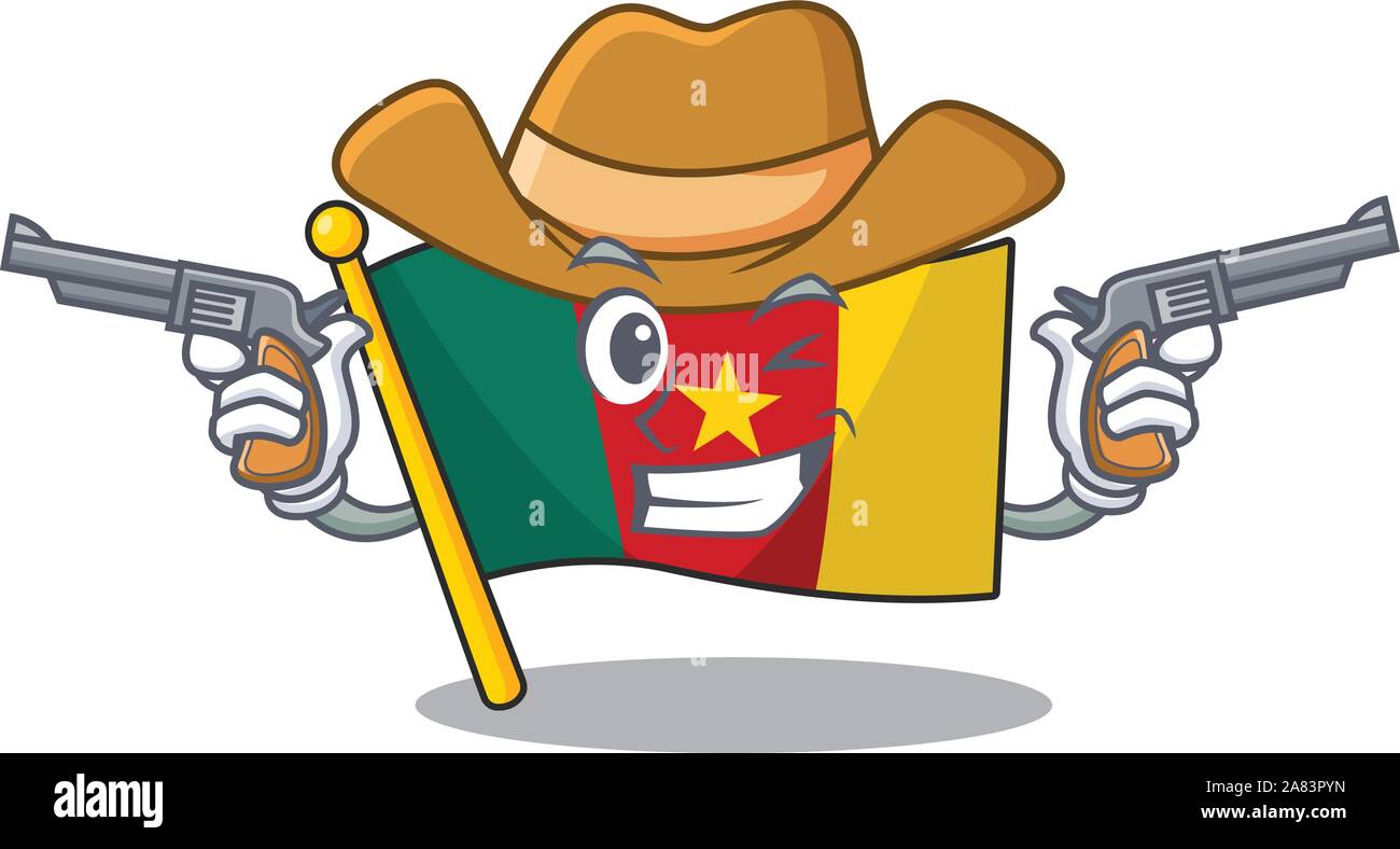 flag cameroon cartoon in character shape cowboy Stock Vector Image ...