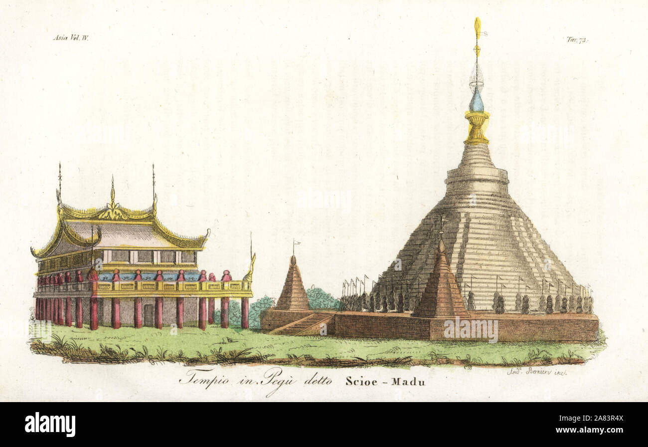 Stupa of Shwemawdaw Pagoda, Bago, Myanmar (Shoemadoo, the great temple ...