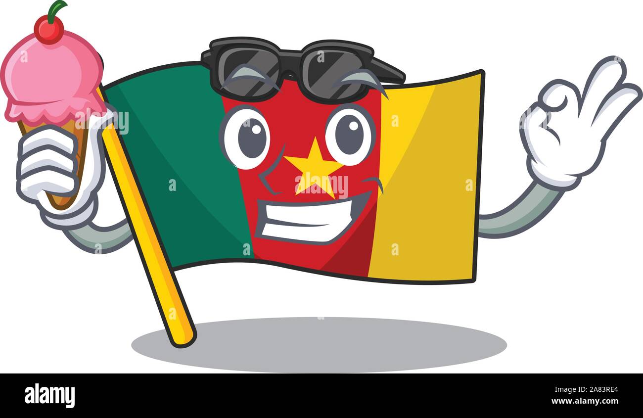 cartoon smiling flag cameroon with ice cream on character Stock Vector ...