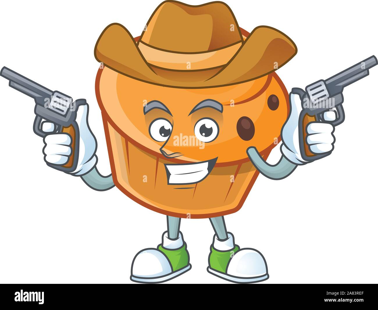 Pastry brioche mascot with cowboy cartoon character Stock Vector Image ...