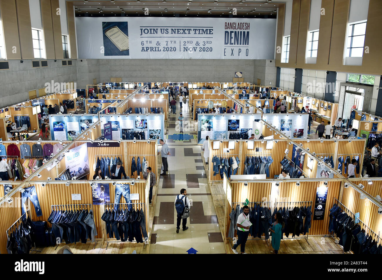Dhaka. 5th Nov, 2019. Photo taken on Nov. 5, 2019 shows booths at ...